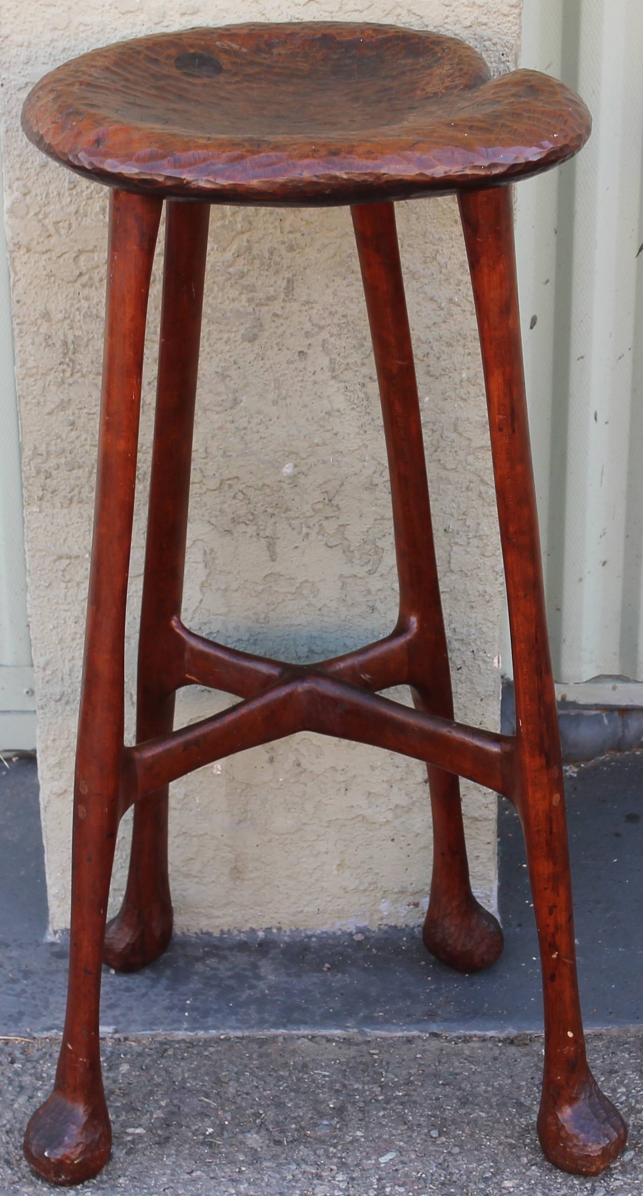 Amazing Signed Matthew Witkop Funky Hand-Carved Stool at 1stDibs