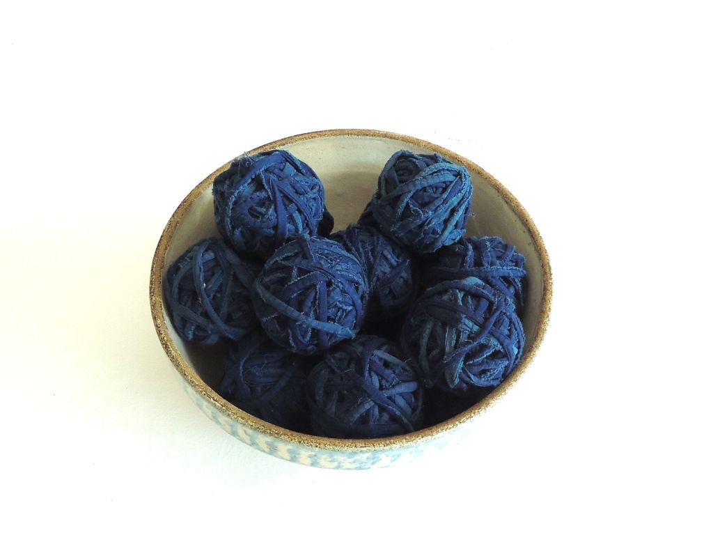 Collection Of Early 1900's Cotton/denim Rag Balls/ 17 Total at 1stDibs