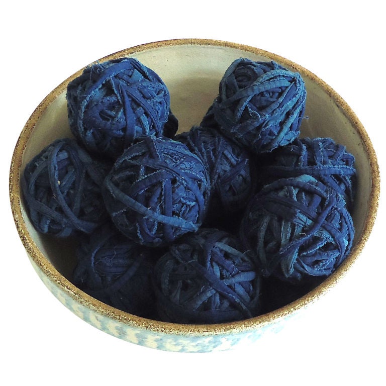 Collection Of Early 1900's Cotton/denim Rag Balls/ 17 Total at 1stDibs