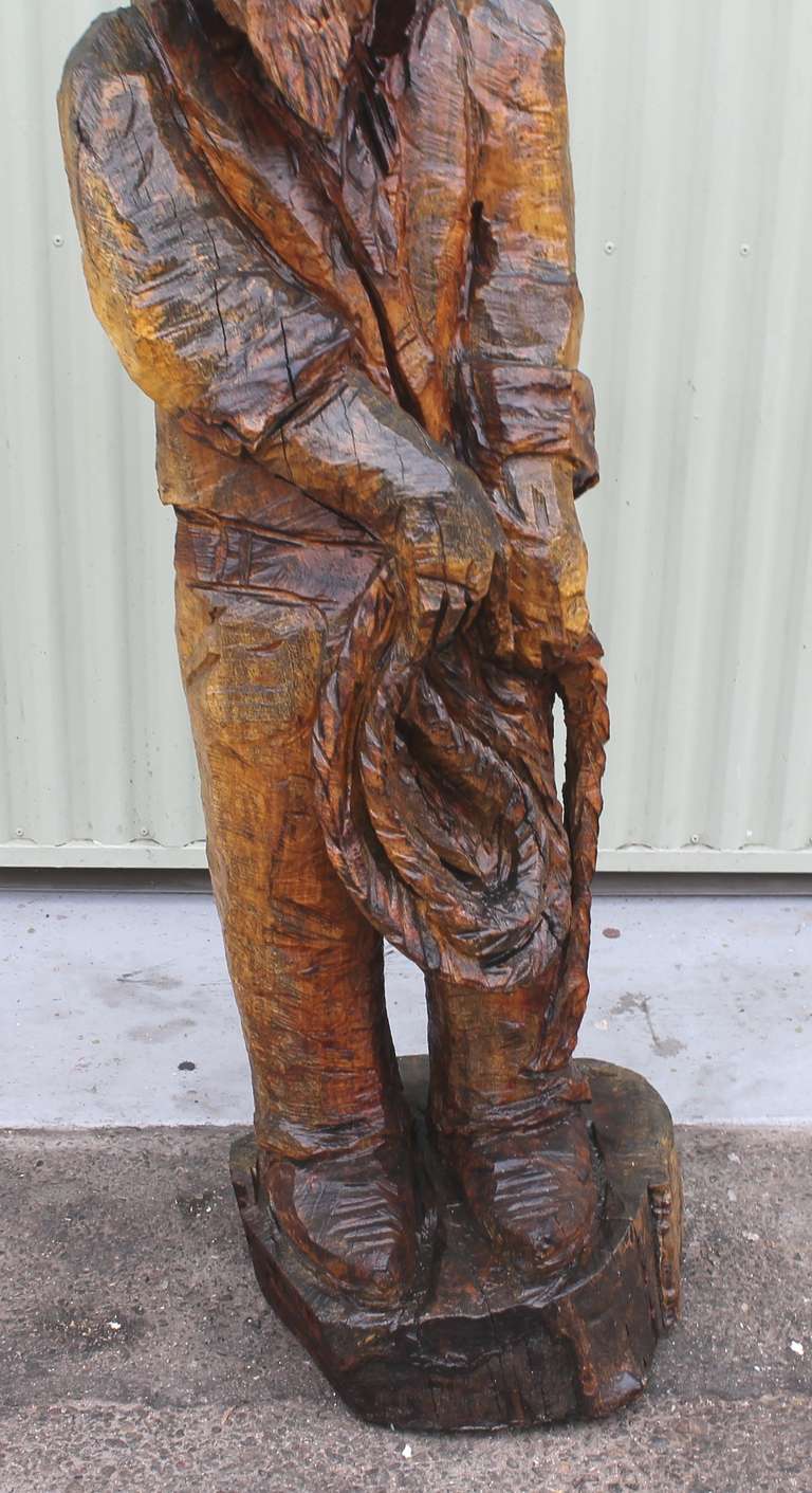 Monumental Hand-Carved Wood Cowboy at 1stDibs | wooden cowboy statue