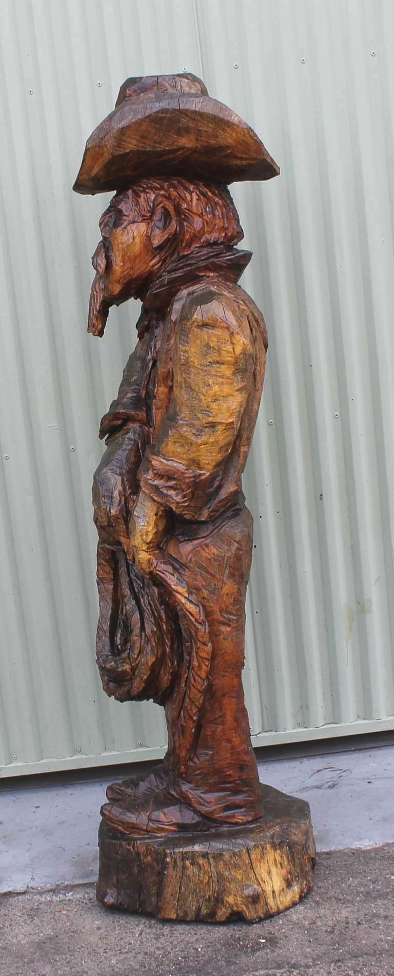 Monumental Hand-Carved Wood Cowboy at 1stDibs | wooden cowboy statue