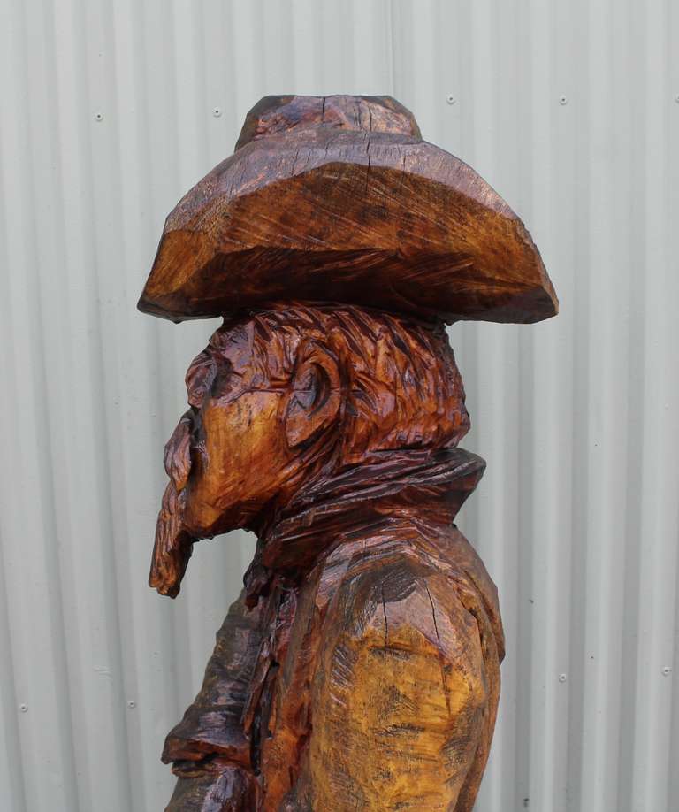 Monumental Hand-Carved Wood Cowboy at 1stDibs | wooden cowboy statue