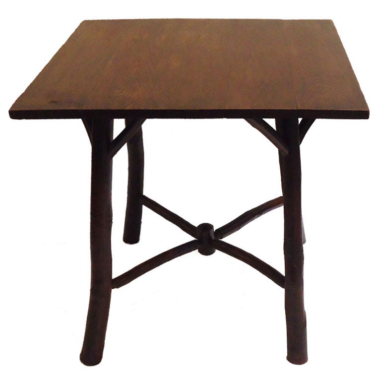 Early 20thc Old Hickory Table W/original Oak Top at 1stDibs