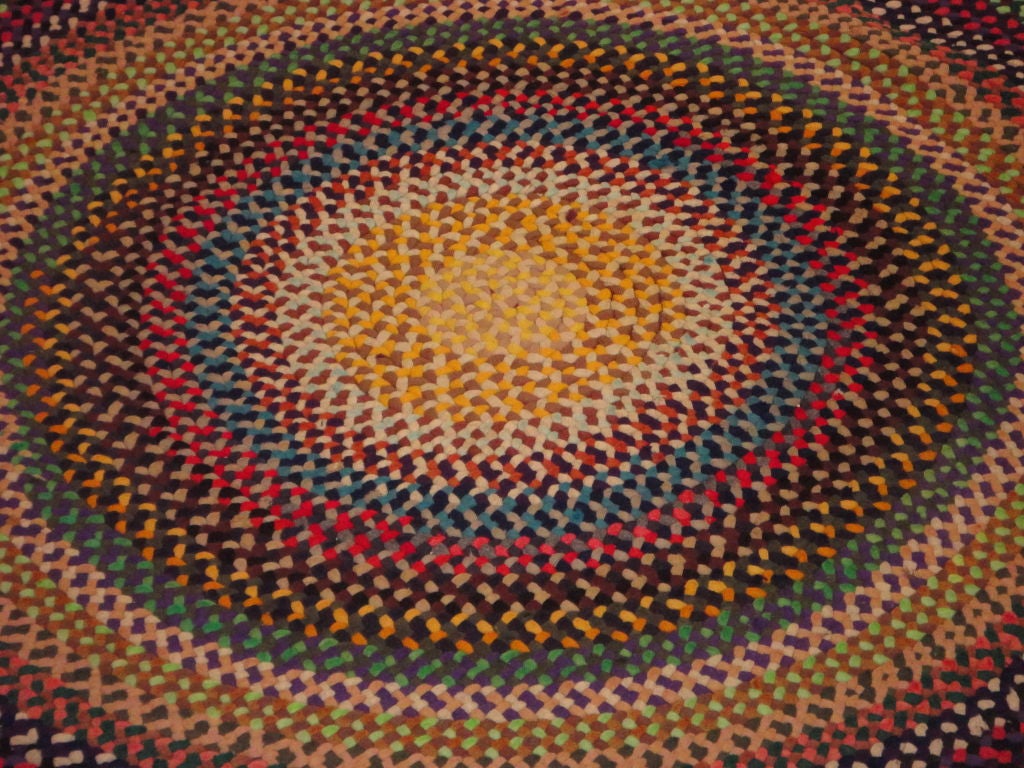 Wonderful Large Hand Braided /colorful 11 Foot Round Rug at 1stDibs