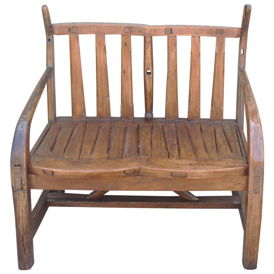 19th Century Folky and Rustic Bench From the Mid West at 1stDibs