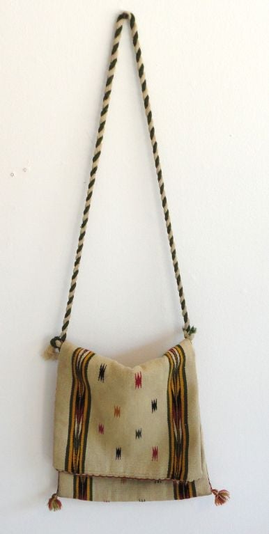 Early 20thc Navajo Hand Woven Indian Bag W/original Strap at 1stDibs