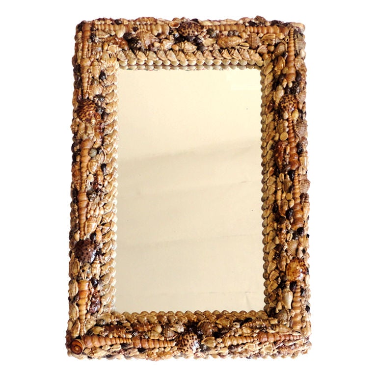 Folky and Nautical 1930's Shell Framed Mirror at 1stDibs