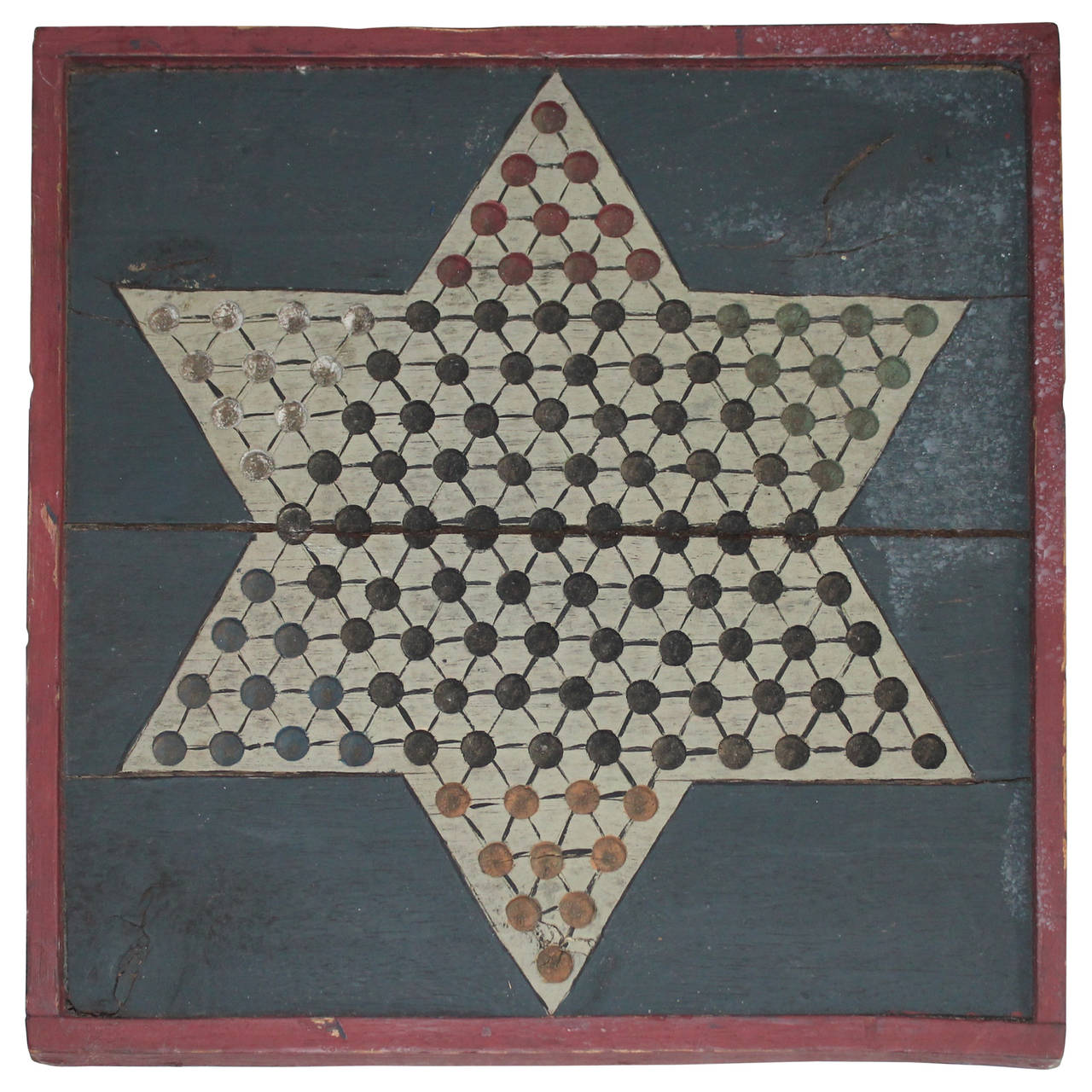 19Th C Early Original Painted Chinese Checkers GameBoard at 1stDibs