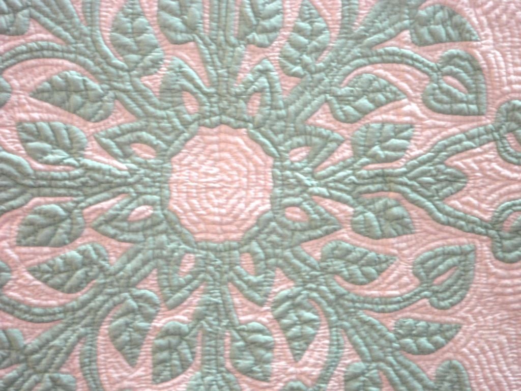 Fantastic& Rare Hawaiian Crib Quilt Mounted On Frame Stretcher at 1stDibs