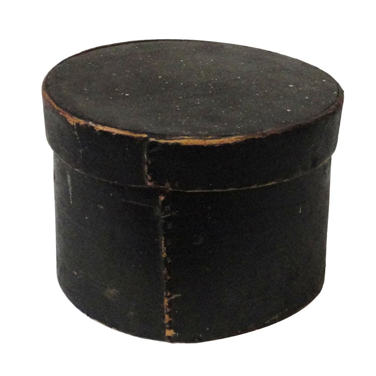 18thc Early Original Black Painted Band Box From Maine at 1stDibs