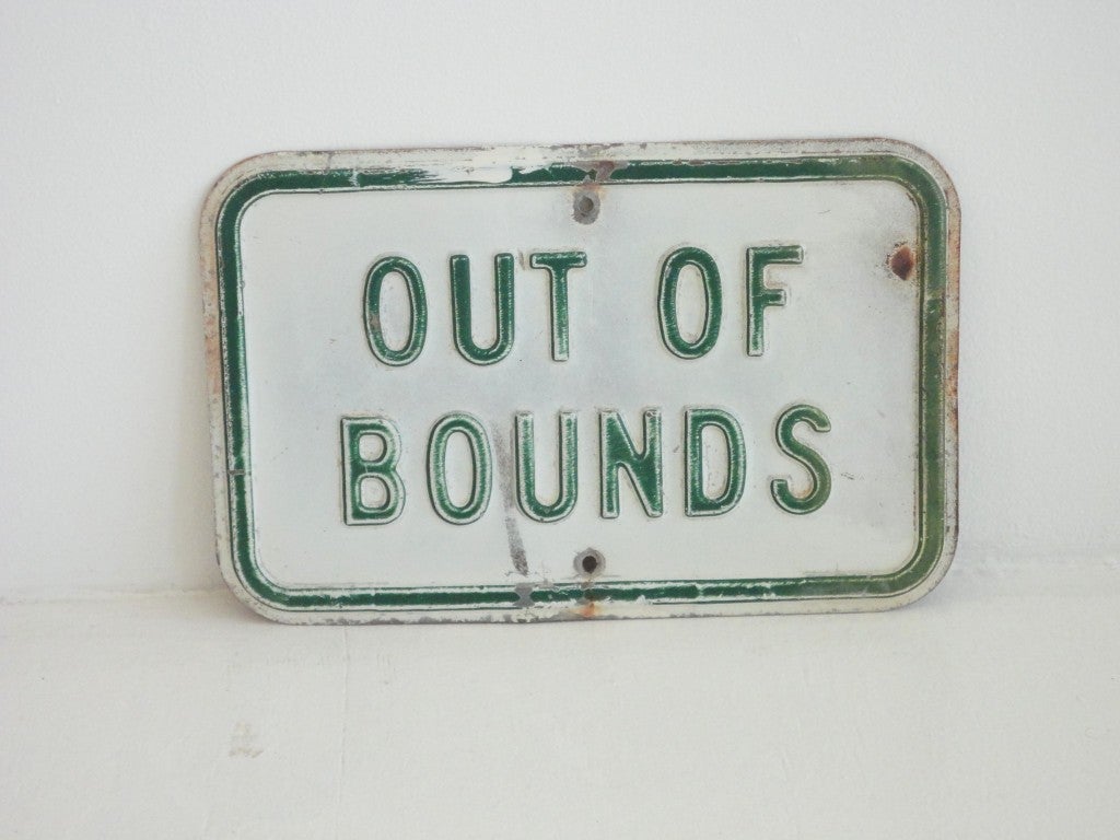 Fantastic Enameled 'Out Of Bounds " Sign From An Athletic Field at ...