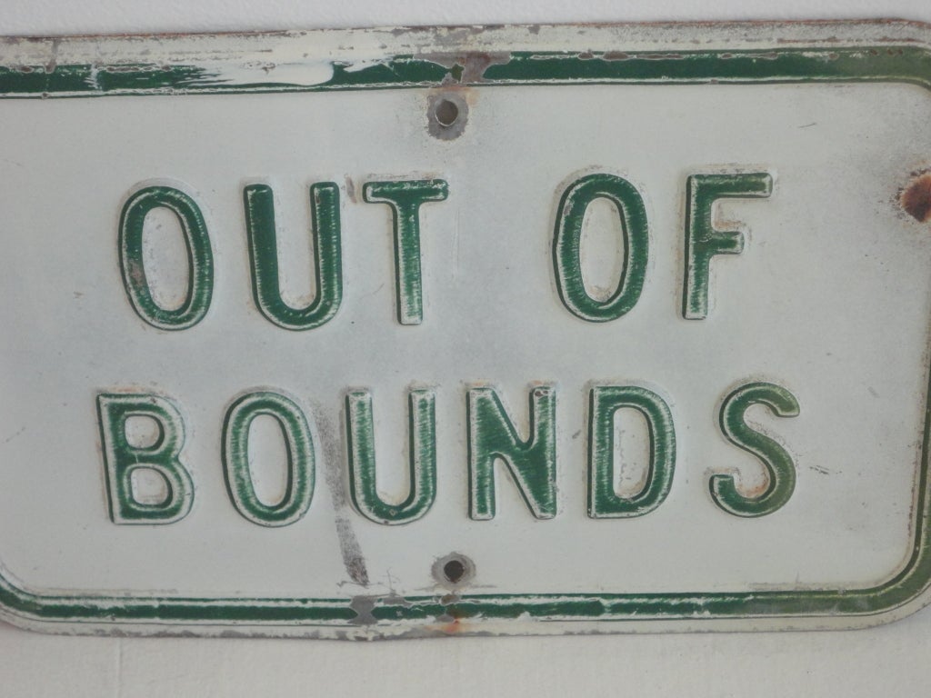 Fantastic Enameled 'Out Of Bounds " Sign From An Athletic Field at ...