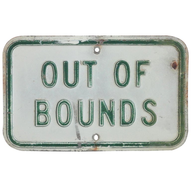 Fantastic Enameled 'Out Of Bounds " Sign From An Athletic Field at 1stDibs
