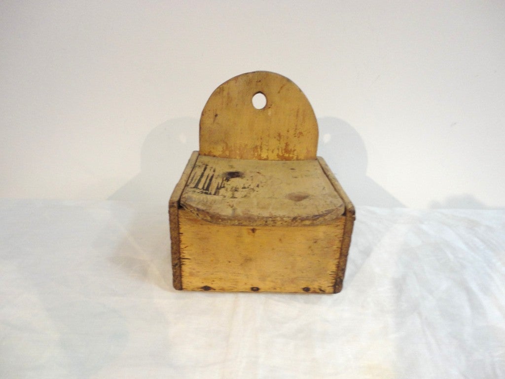 19thc Original Mustard Painted Salt Box From New England at 1stDibs
