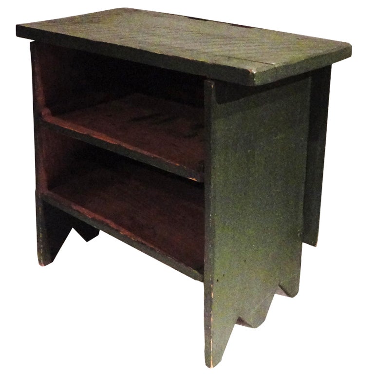 19thc Original Green Painted Pennsylvania Bucket Bench / Shelf at 1stDibs