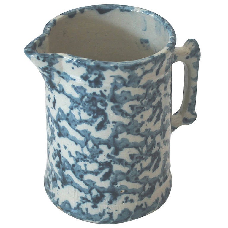 19th Century Spongeware Milk Pitcher at 1stDibs
