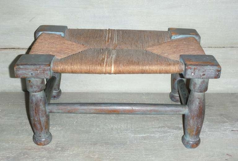 Early and Rare N.E. 18thc Original Blue Painted Queen Anne Foot Stool ...