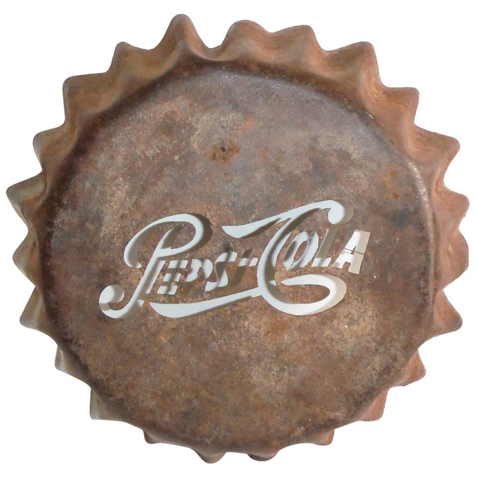 Monumental Cast Iron Pepsi-Cola Trade Sign at 1stDibs