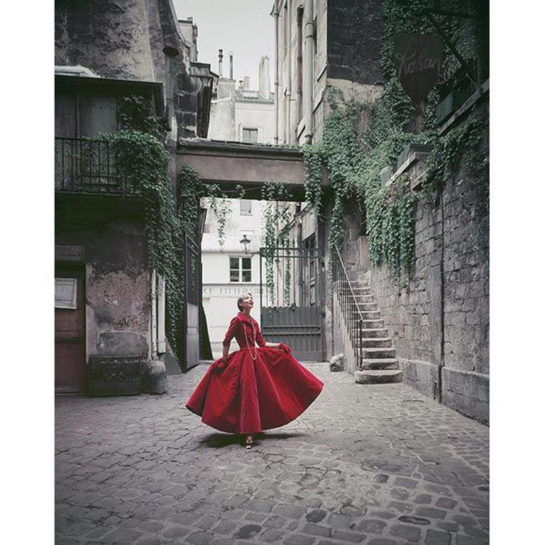 Editioned Mark Shaw Photo- Model in Paris Courtyard #4, 1955. at 1stDibs