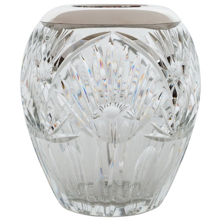 Cut Crystal and Sterling Silver Vase For Sale at 1stDibs