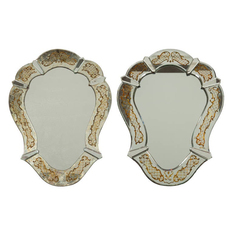 Pair of Verre Eglomise Mirrors by New Era Glass at 1stDibs