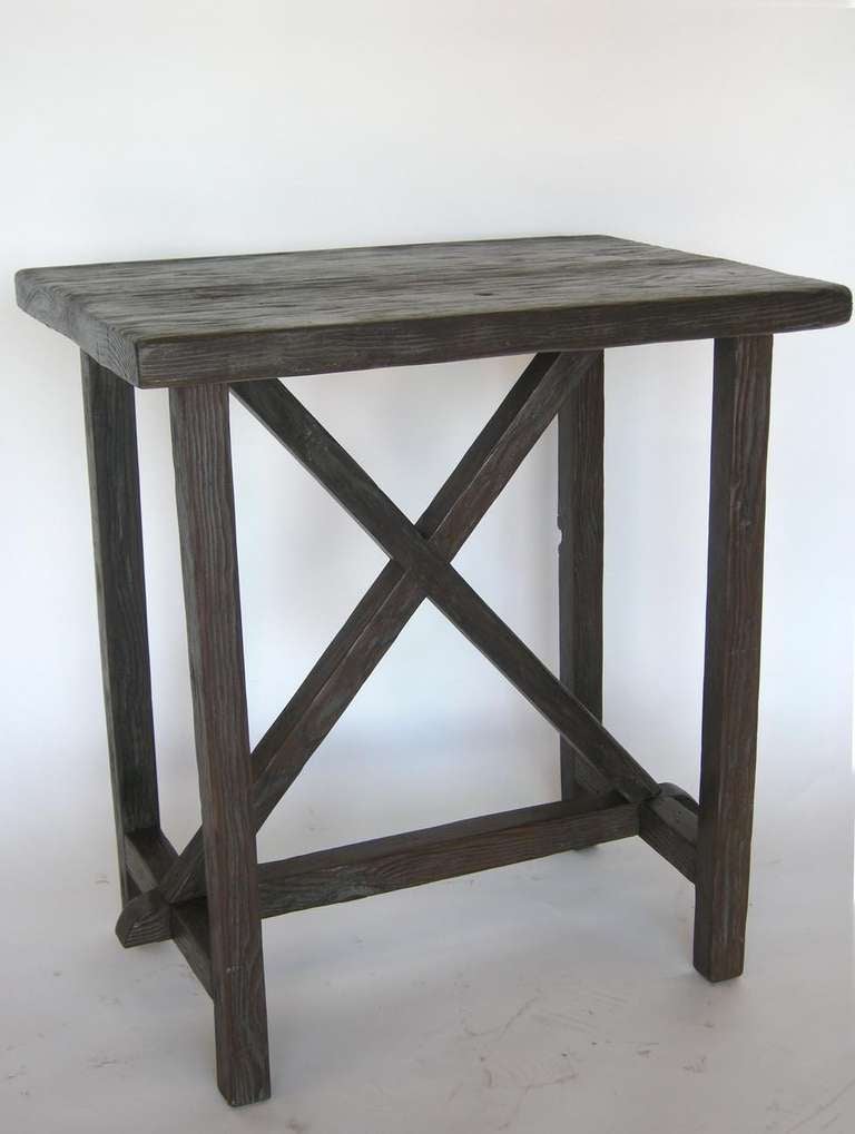 Reclaimed Wood X Side Table by Dos Gallos Studio For Sale at 1stDibs