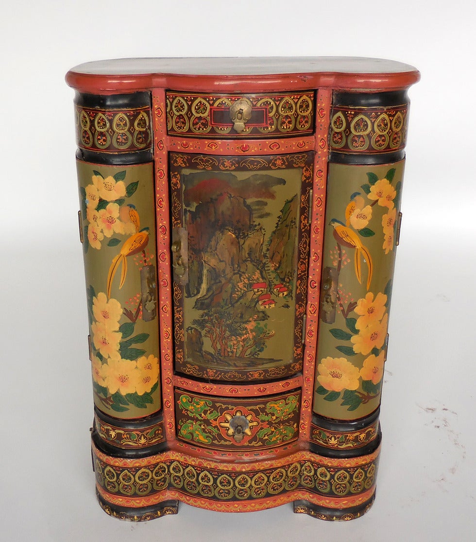 Petite Painted Chinese Cabinet at 1stDibs