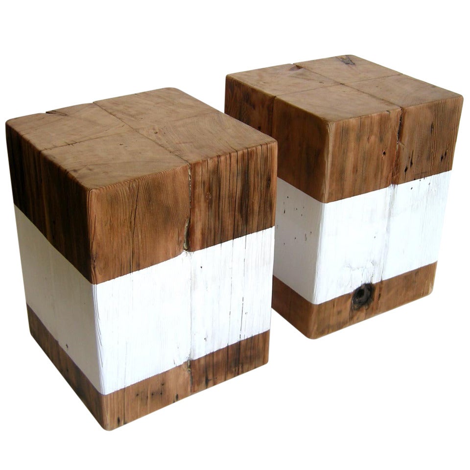 Wood Cube Stools/Tables at 1stDibs