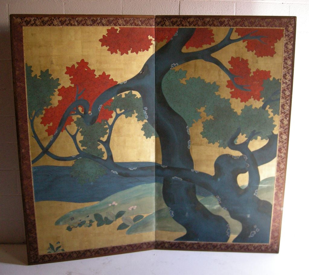 Rimpa School Painted Screen at 1stDibs