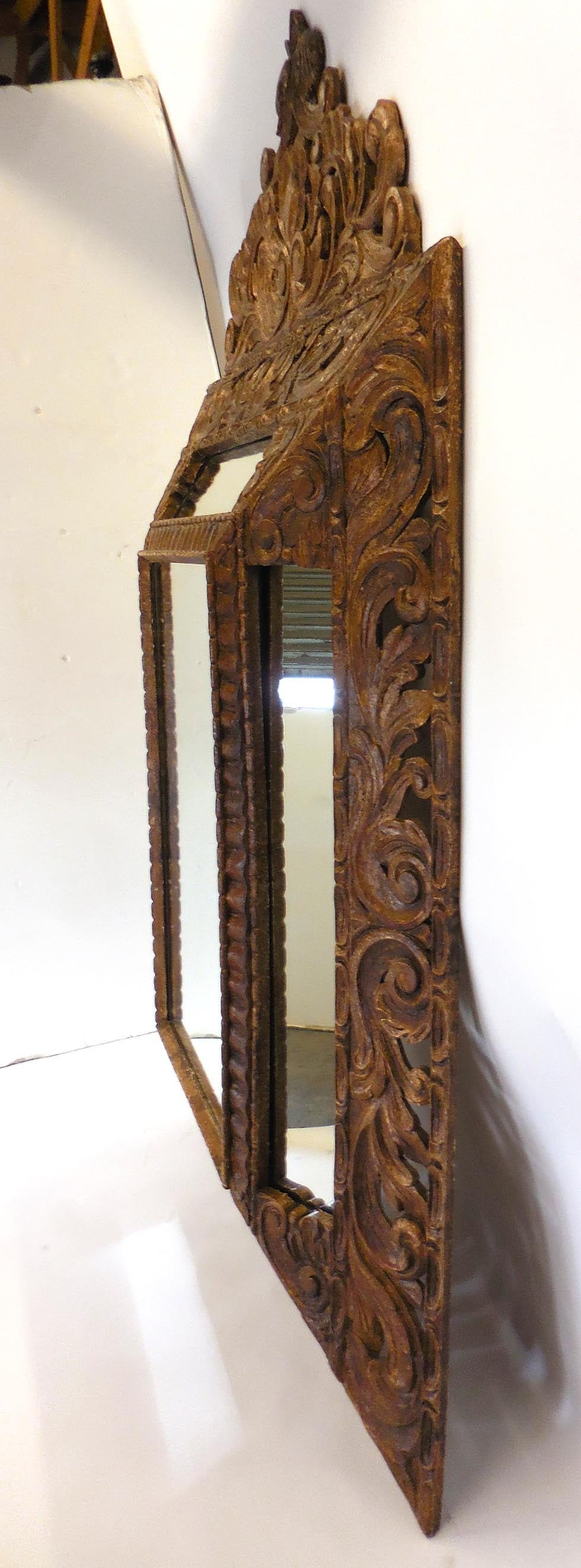 Large-Scale Hand-Carved Mirror at 1stDibs | large carved mirror