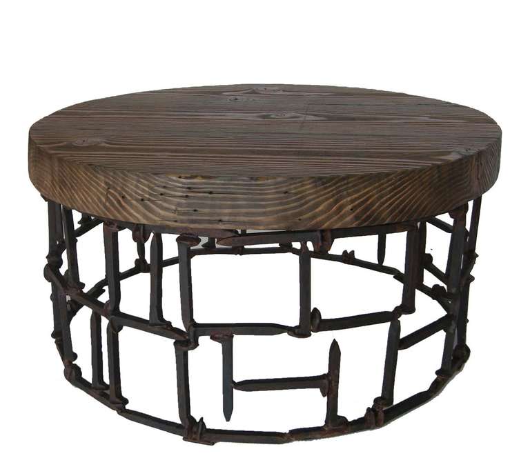 Round Rail Road Spike Table For Sale at 1stDibs | railroad spike table