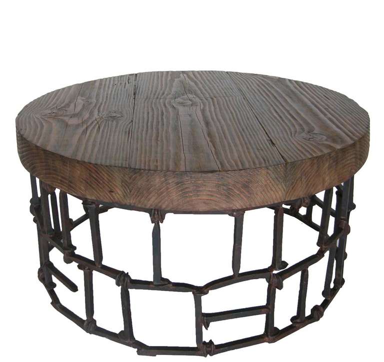 Round Rail Road Spike Table For Sale at 1stDibs | railroad spike table