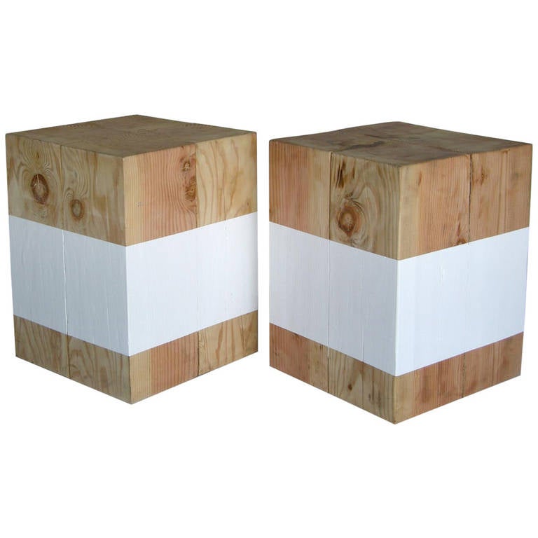 Reclaimed Wood Cube Stools or Tables at 1stDibs