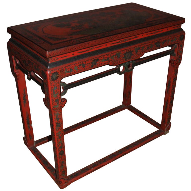 19th Century Chinese Red Lacquer Table at 1stDibs
