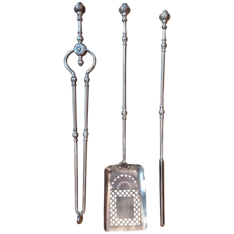 Fine Set of Georgian Steel Fire Tools For Sale at 1stDibs