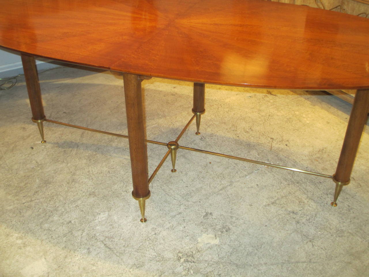 Unusual French 1940s Dining Table with Sunburst Inlaid Pattern at 1stDibs