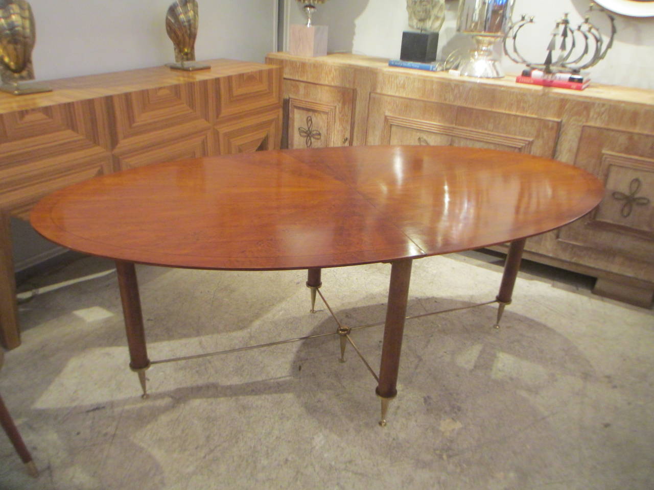 Unusual French 1940s Dining Table with Sunburst Inlaid Pattern at 1stDibs