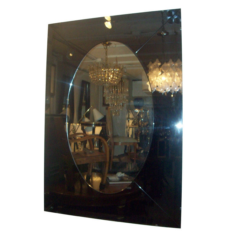 Smoked Glass Mirror with Oval Center at 1stDibs