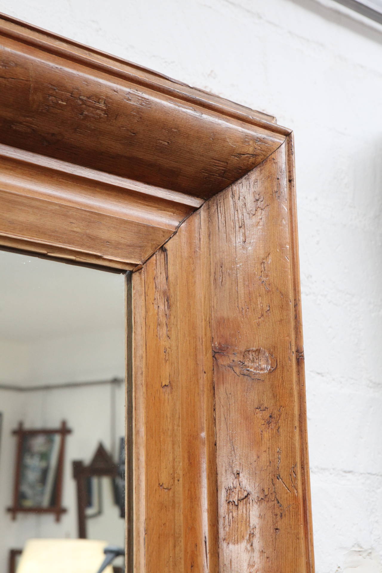 Large 19th Century Pine Frame Mirror at 1stDibs