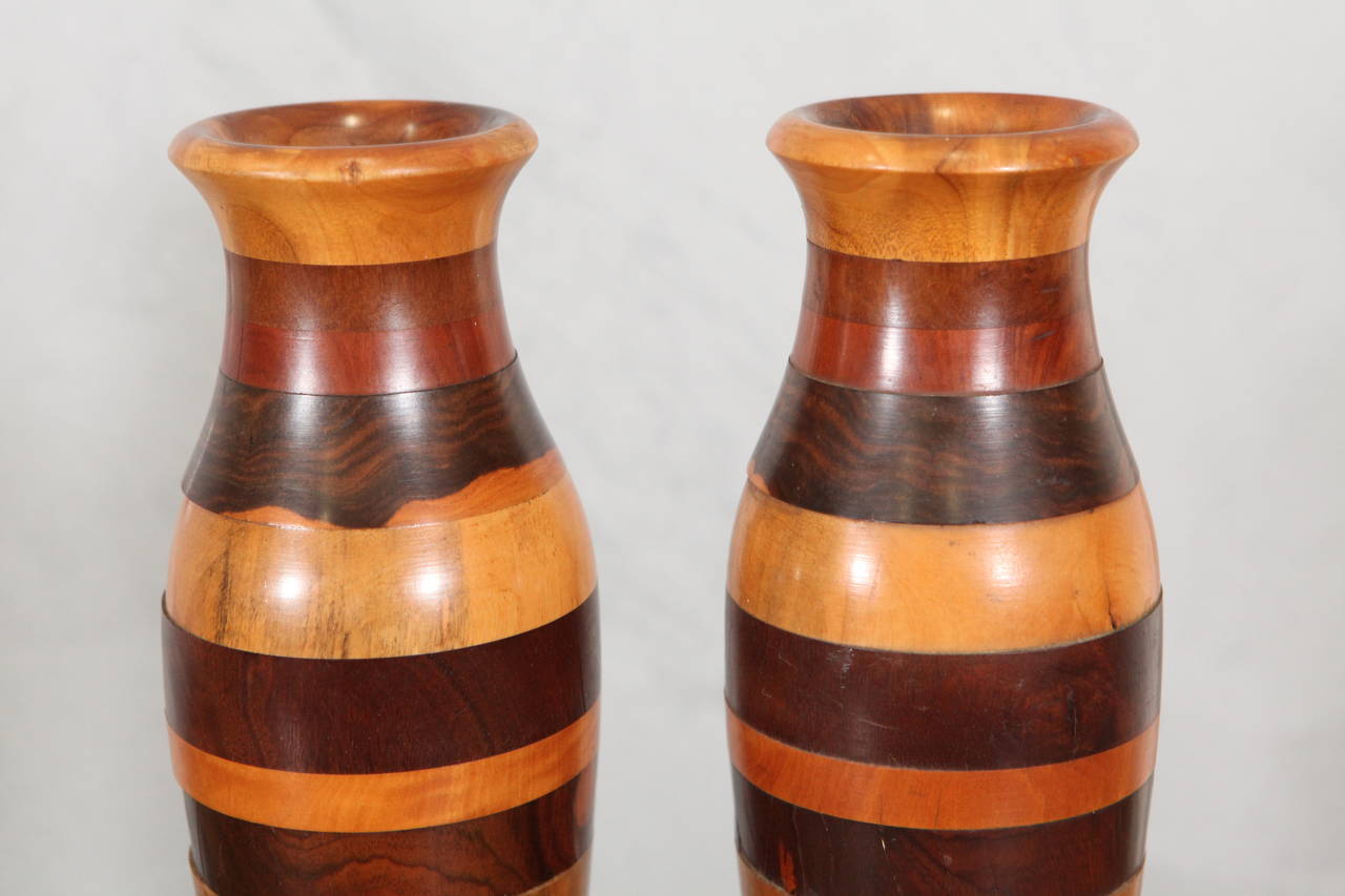 Pair of Wood Specimen Vases For Sale at 1stDibs