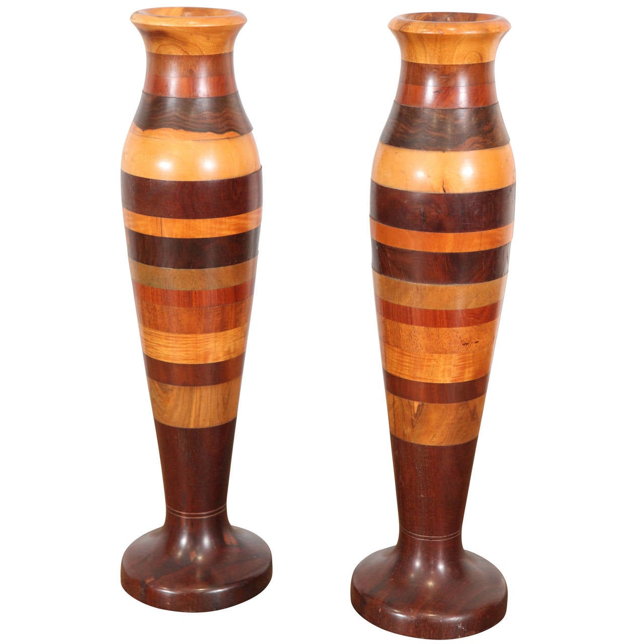 Pair of Wood Specimen Vases For Sale at 1stDibs