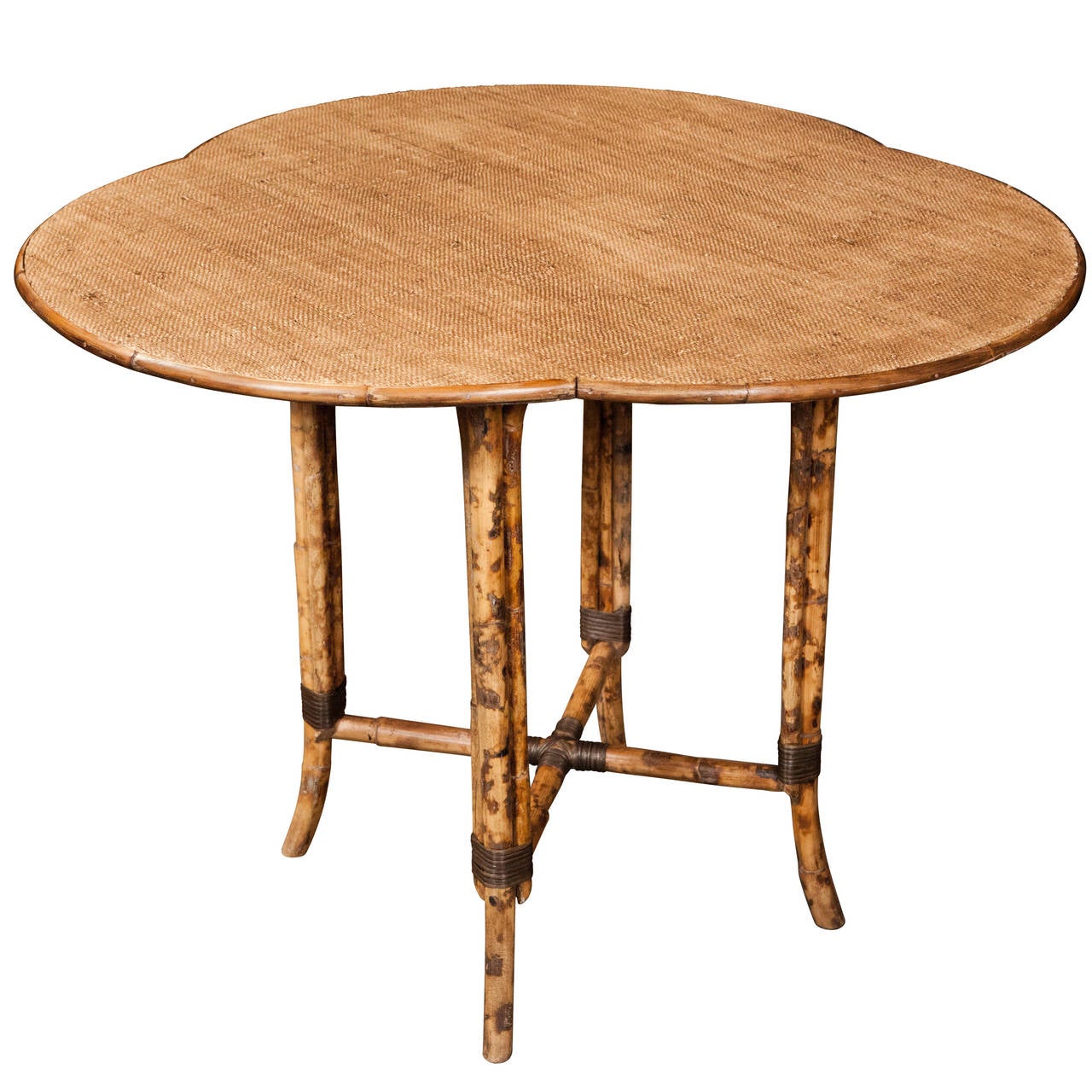 19th Century Victorian English Tiger Bamboo Clover-Top Table at 1stDibs