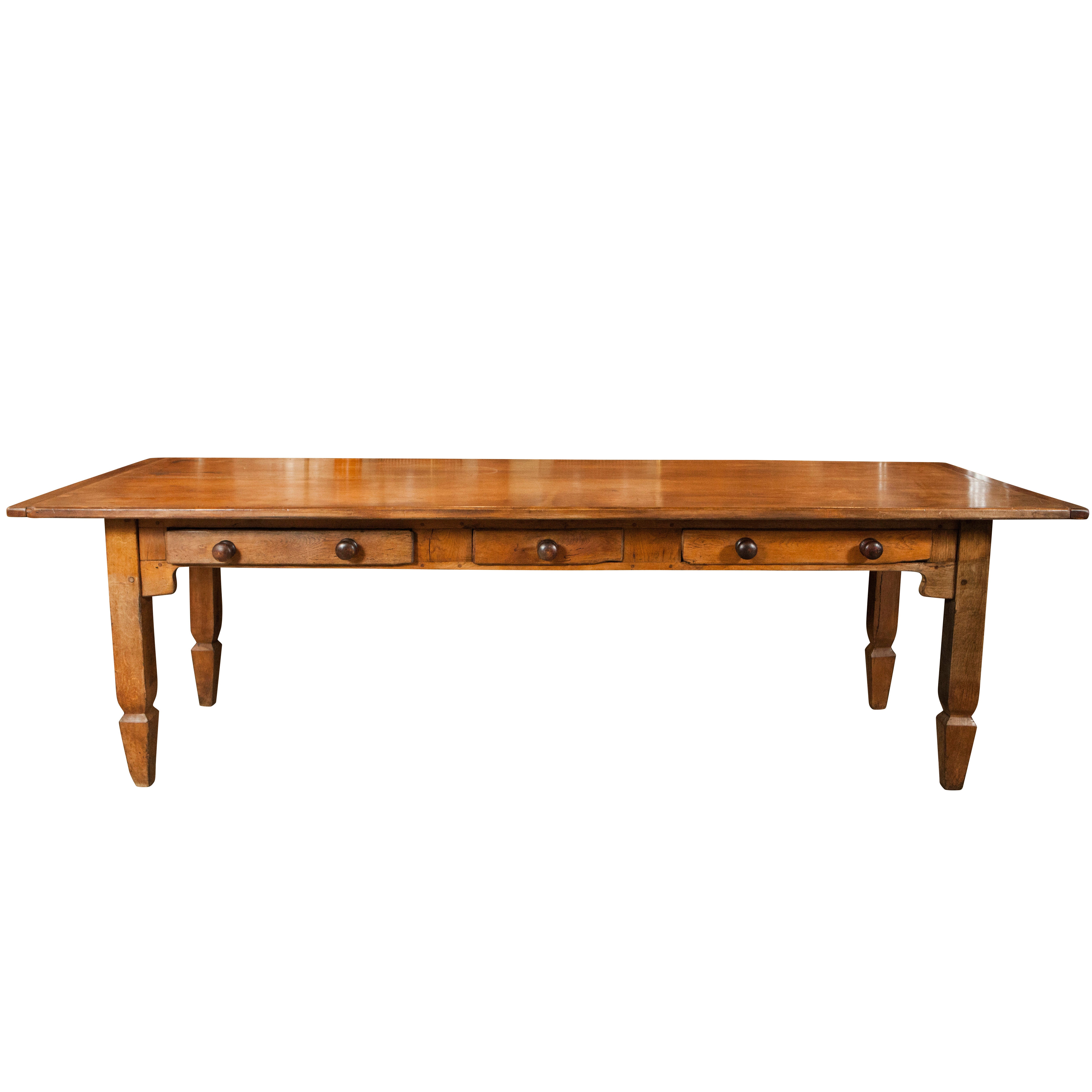 Long Country Dining or Work Table at 1stDibs