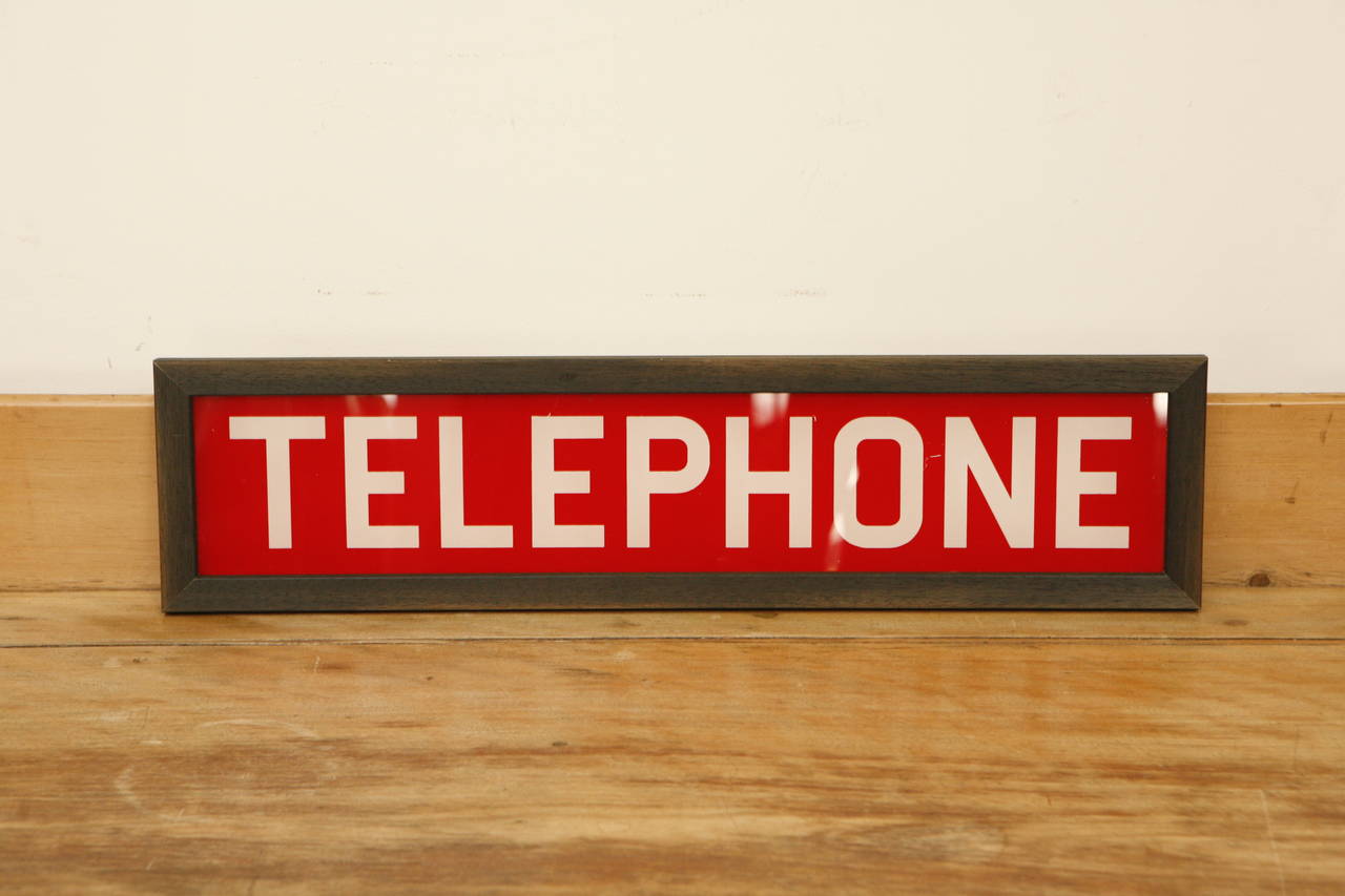 20th c. Glass Telephone Sign at 1stDibs