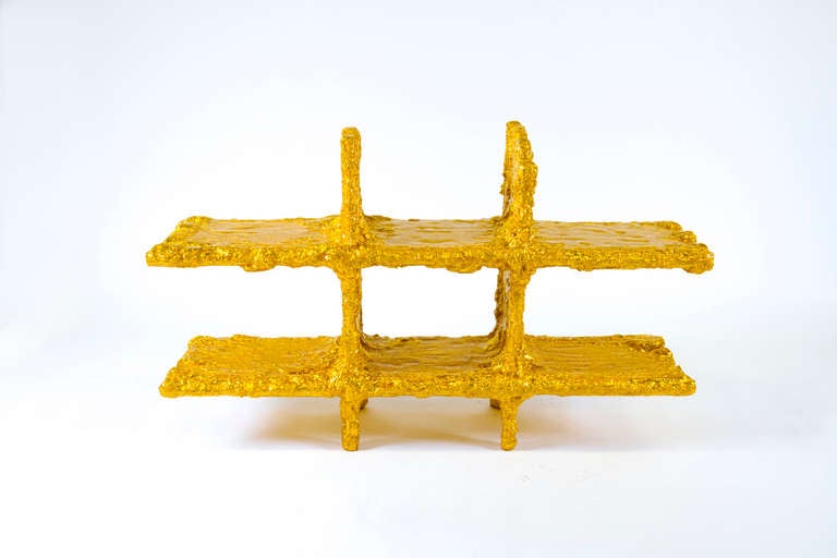 Christopher Schanck Gold Alufoil Shelf at 1stDibs
