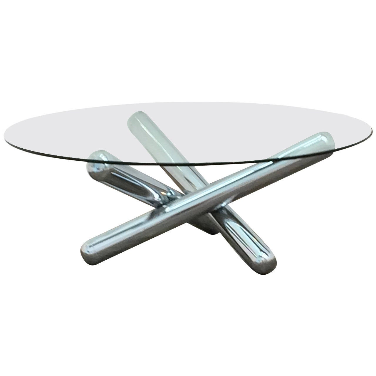 1970s Chrome and Glass Jax Table at 1stDibs