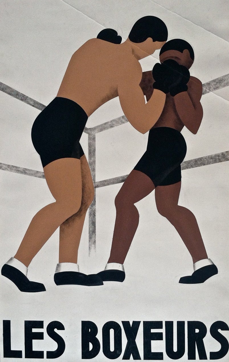 1930s Art Deco Moderne Study for a Boxing Poster For Sale at 1stDibs
