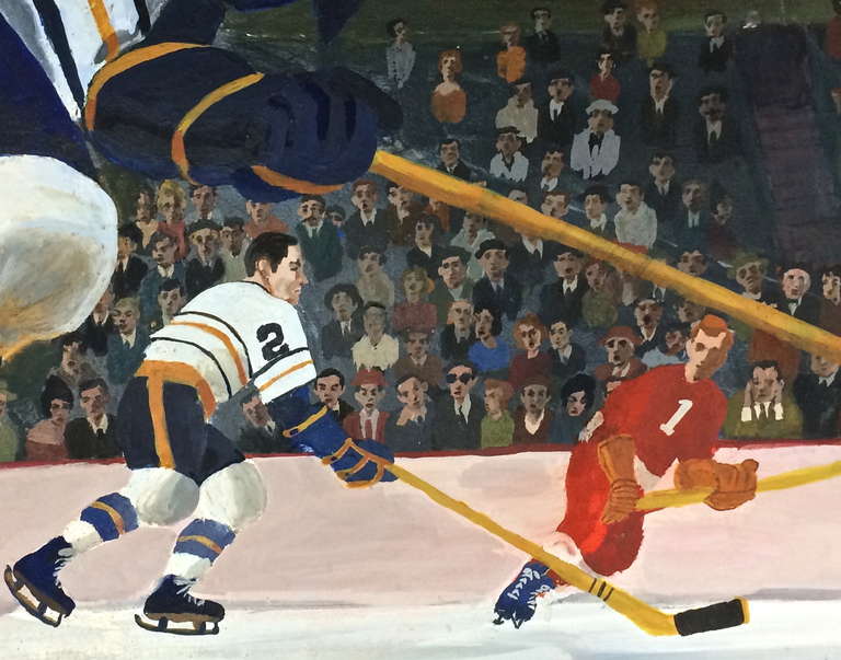 Vintage Hockey Painting by Richard Gayton at 1stDibs