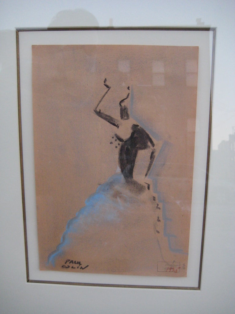 Paul Colin Art Deco Pastel Drawing For Sale at 1stDibs