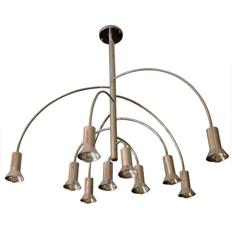 Italian 10-Arm Chrome Chandelier at 1stDibs